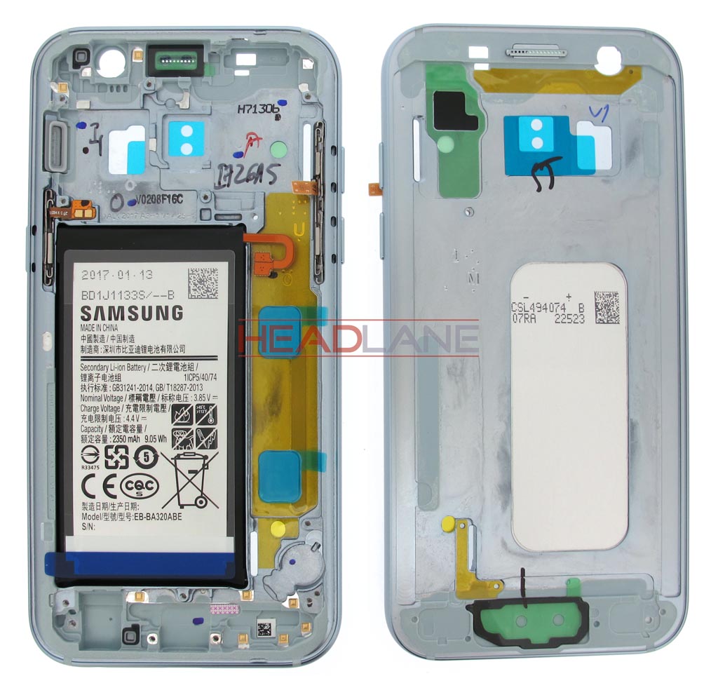 Samsung SM-A320 Galaxy A3 (2017) Middle + Battery - Blue - GH82-13667C